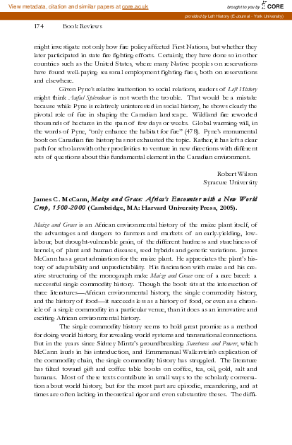 (PDF) James C. McCann, "Maize and Grace: Africa's Encounter with a New ...