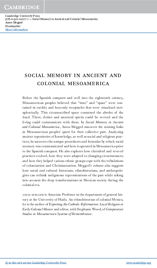 (PDF) Social Memory in Ancient and Colonial Mesoamerica