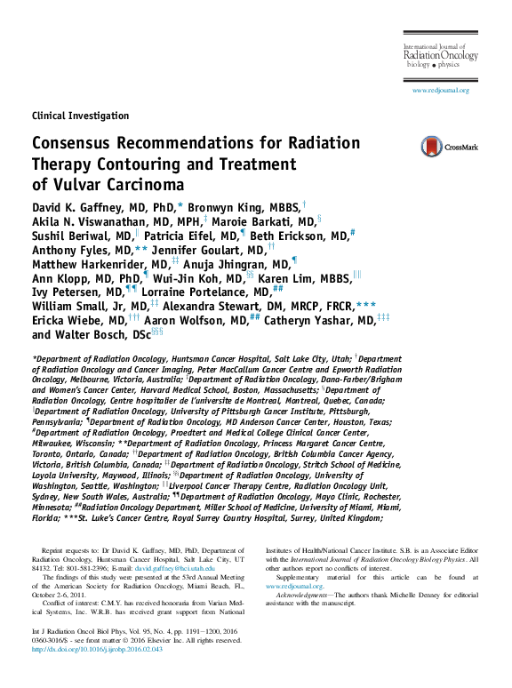 (PDF) Consensus Recommendations for Radiation Therapy Contouring and ...