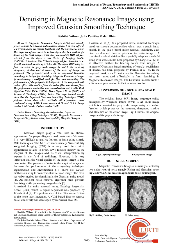(PDF) Denoising in Magnetic Resonance Images using Improved Gaussian ...
