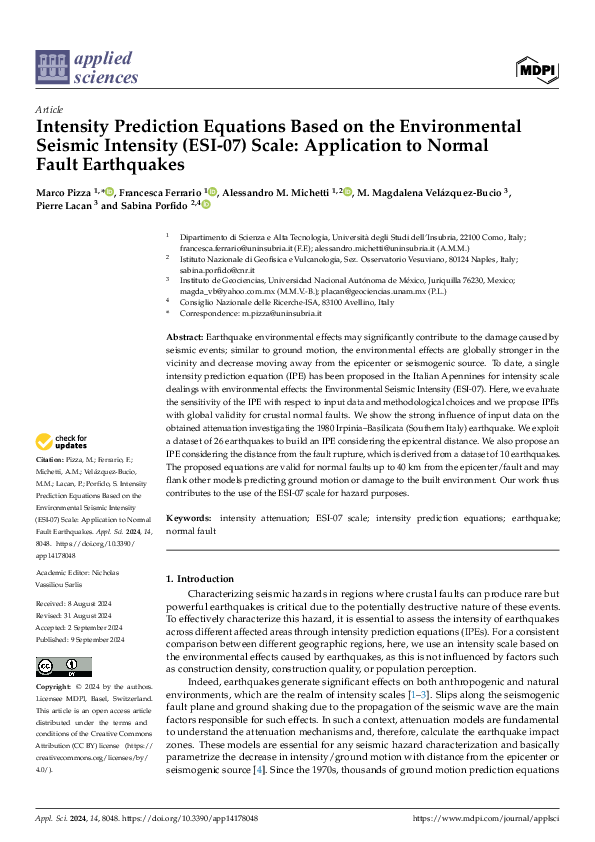 (PDF) Intensity Prediction Equations Based on the Environmental Seismic Intensity (ESI-07) Scale ...