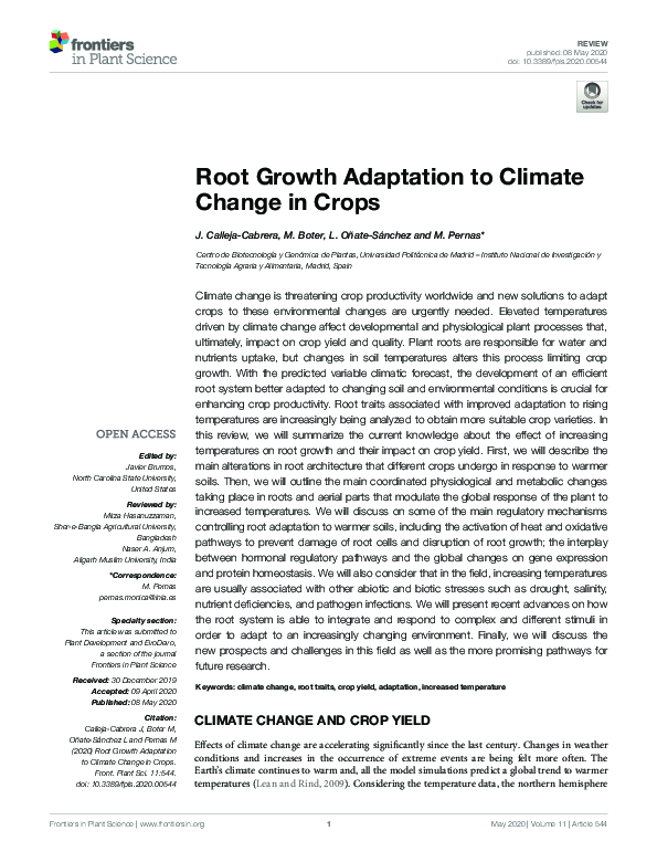 (PDF) Root Growth Adaptation to Climate Change in Crops