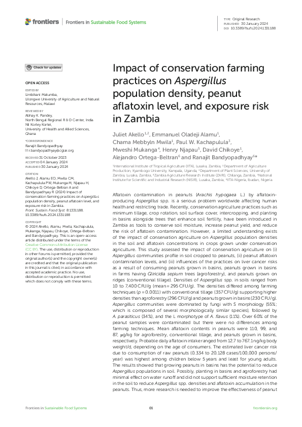 (PDF) Impact of conservation farming practices on Aspergillus population density, peanut ...