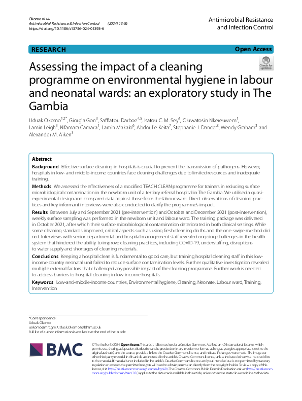 (PDF) Assessing the impact of a cleaning programme on environmental ...
