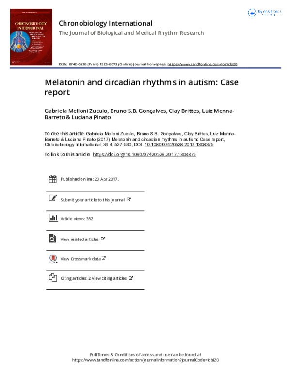 (PDF) Melatonin and circadian rhythms in autism: Case report