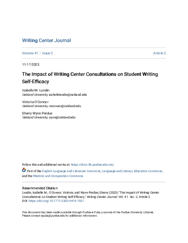 (PDF) The Impact of Writing Center Consultations on Student Writing ...