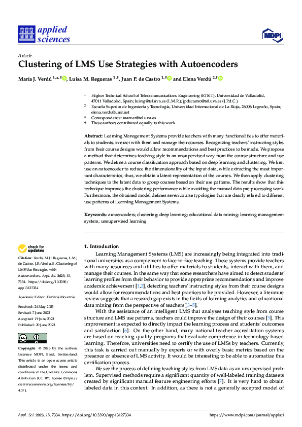 (PDF) Clustering of LMS Use Strategies with Autoencoders