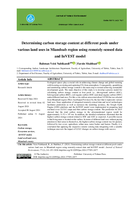 (PDF) Determining carbon storage content at different pools under ...