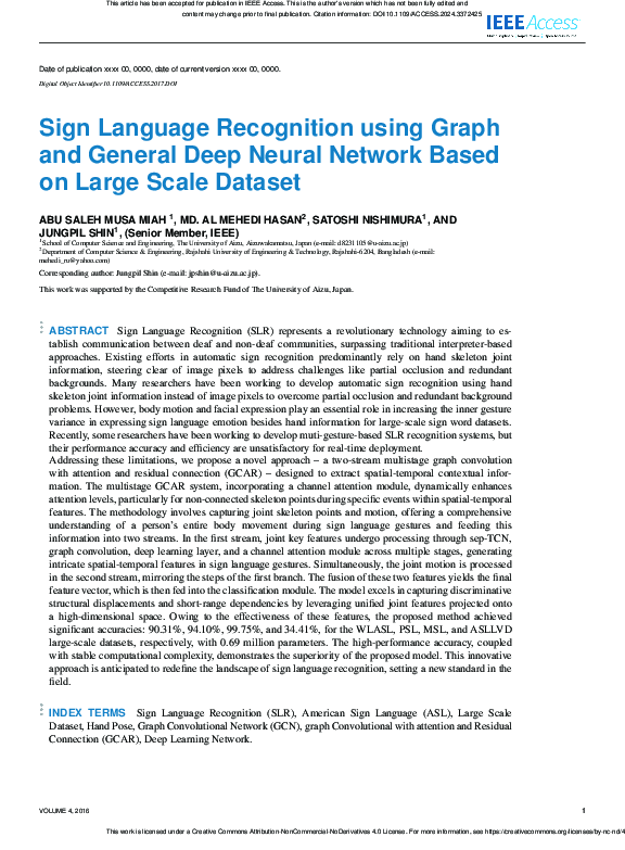 Pdf Sign Language Recognition Using Graph And General Deep Neural Network Based On Large Scale