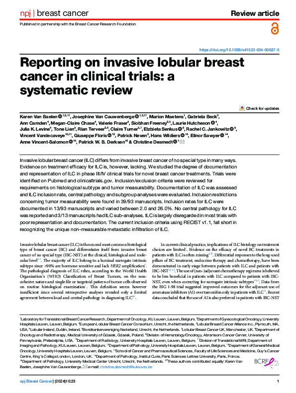 (PDF) Reporting on invasive lobular breast cancer in clinical trials: a ...
