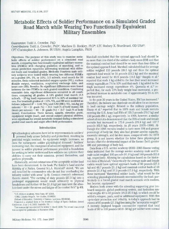 (PDF) Metabolic Effects of Soldier Performance on a Simulated Graded ...