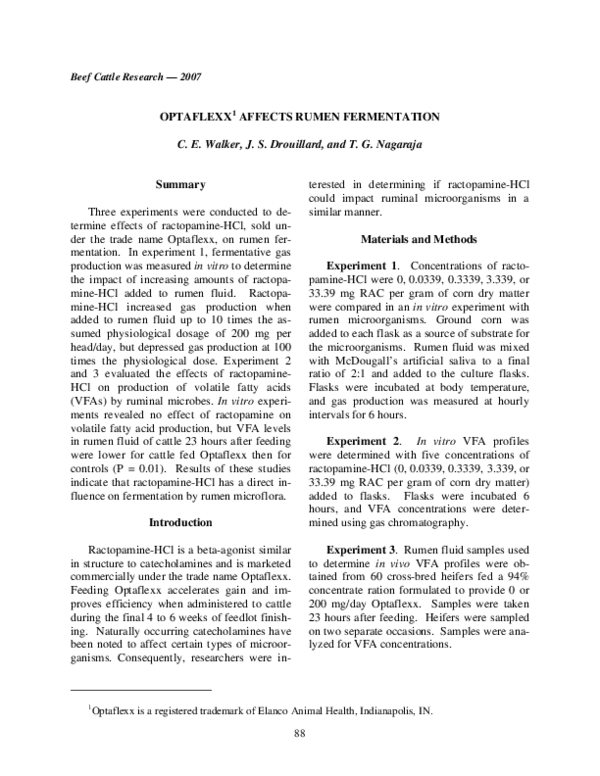 (PDF) Optaflexx1 affects rumen fermentation
