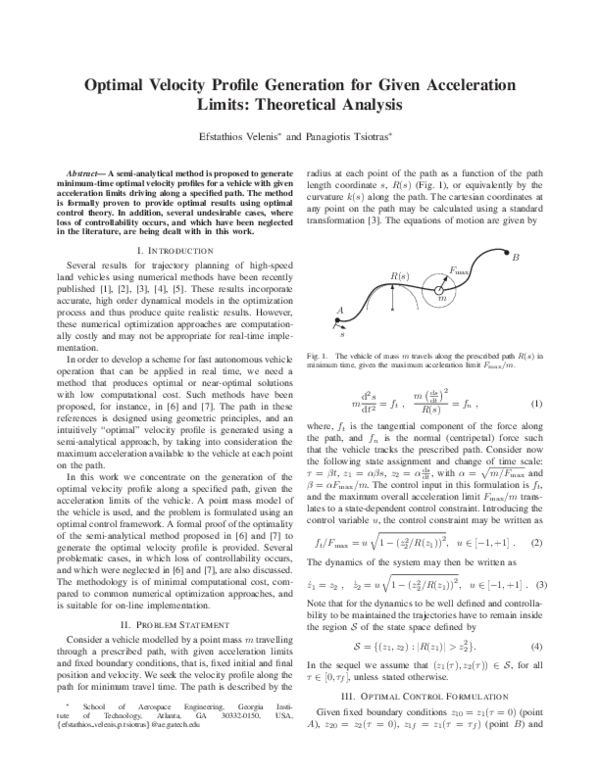 (PDF) Optimal Velocity Profiles Considering Acceleration Limits