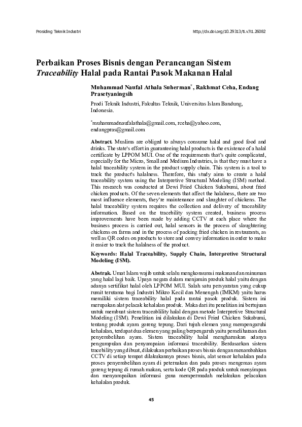 (PDF) Perbaikan Proses Bisnis dengan Perancangan Sistem Traceability Halal pada Rantai Pasok ...