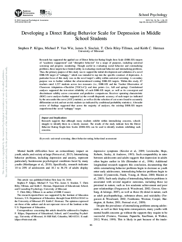 (PDF) Developing a direct rating behavior scale for depression in ...