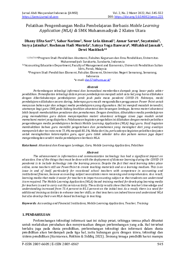 (PDF) Pelatihan Pengembangan Media Pembelajaran Berbasis Mobile Learning Application (MLA) di ...