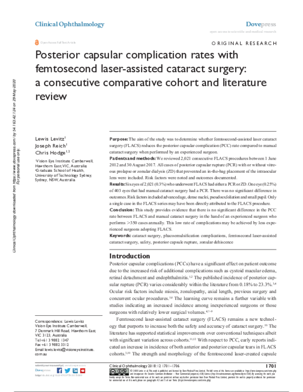 (PDF) Posterior capsular complication rates with femtosecond laser ...