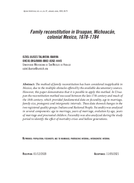 (PDF) La reconstitución de familias en Uruapan, Michoacán, México ...