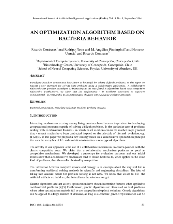 (PDF) An Optimization Algorithm Based on Bacteria Behavior