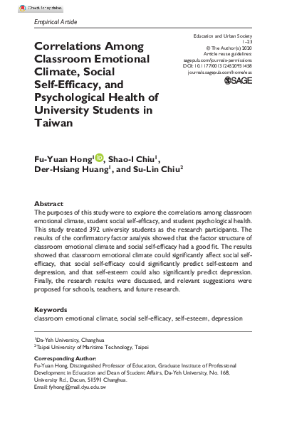 (PDF) Correlations Among Classroom Emotional Climate, Social Self ...