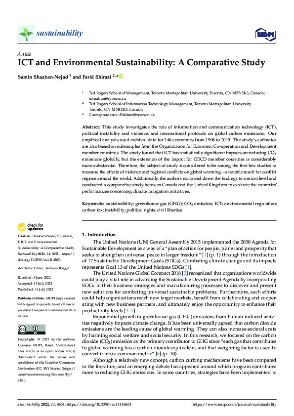 (PDF) ICT and Environmental Sustainability: A Comparative Study