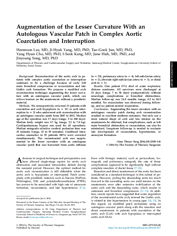 (PDF) Augmentation of the Lesser Curvature With an Autologous Vascular ...
