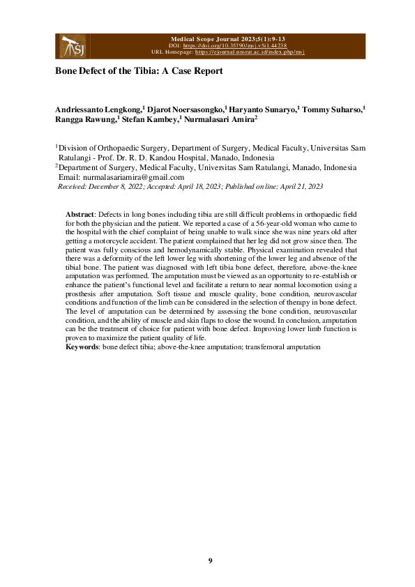 (PDF) Bone Defect of the Tibia: A Case Report