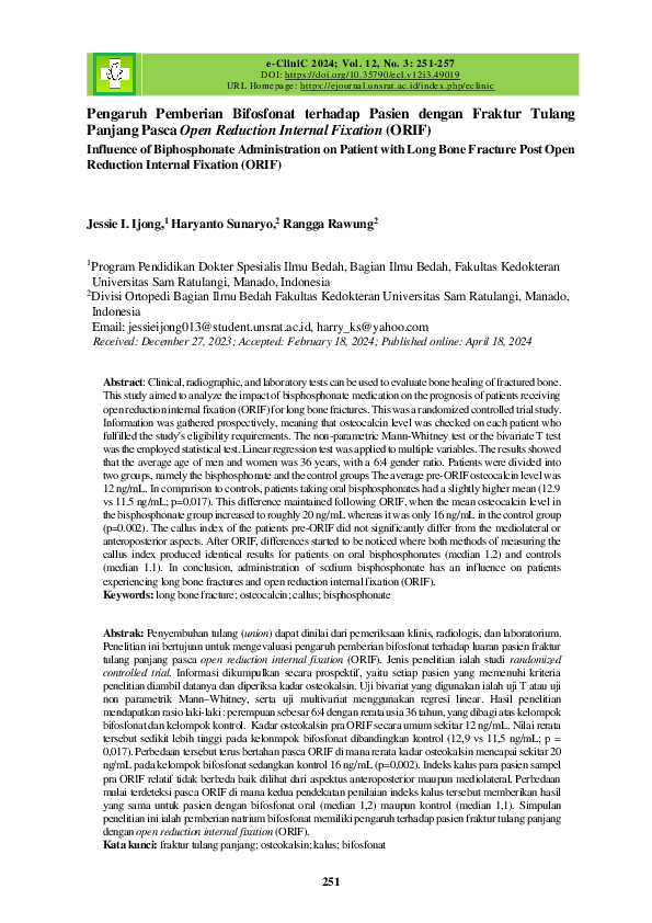(PDF) Pengaruh Pemberian Bifosfonat terhadap Pasien dengan Fraktur ...