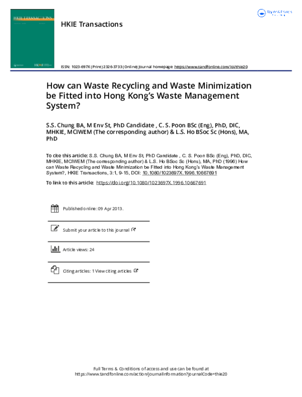 (PDF) How can Waste Recycling and Waste Minimization be Fitted into ...