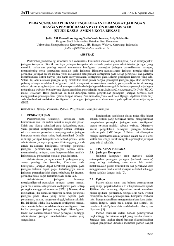 (PDF) Perancangan Aplikasi Pengelolaan Perangkat Jaringan Dengan ...