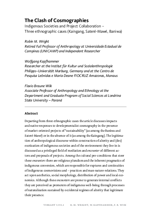 (PDF) The clash of cosmographies: indigenous societies and project collaboration - three ...