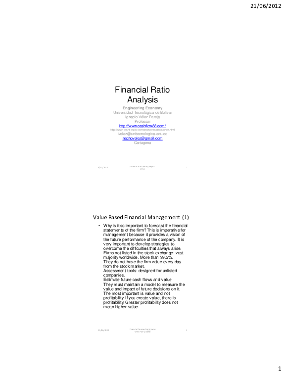 (PDF) Financial Analysis and Control - Financial Ratio Analysis (Slides)