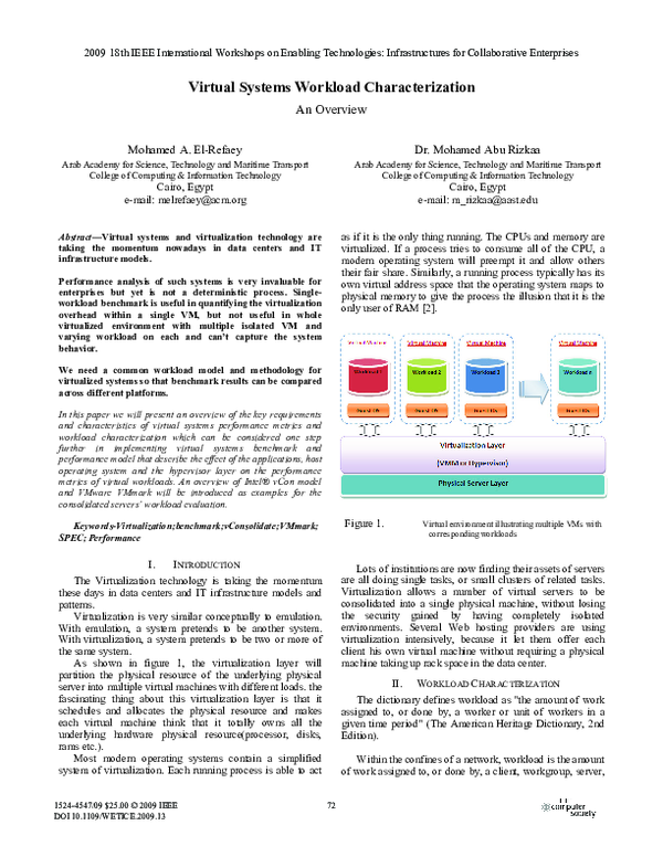 (PDF) Virtual Systems Workload Characterization: An Overview