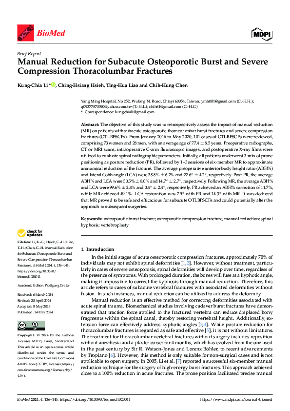 (PDF) Manual Reduction for Subacute Osteoporotic Burst and Severe ...