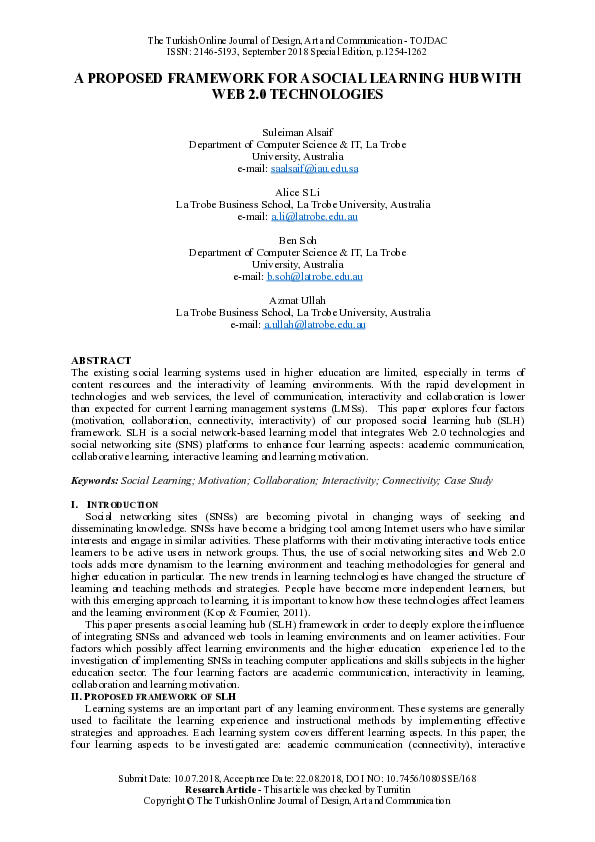 (PDF) A Proposed Framework for a Social Learning Hub with Web 2.0 ...
