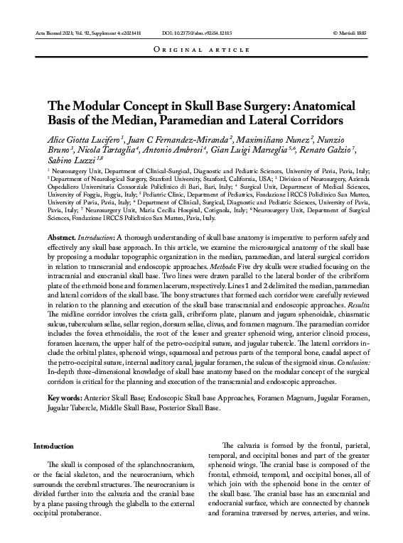 (PDF) The Modular Concept in Skull Base Surgery: Anatomical Basis of ...