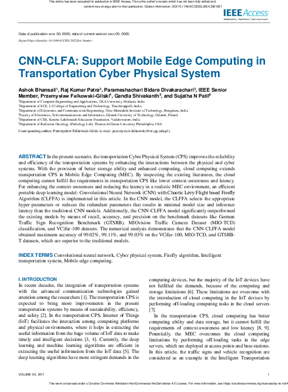 (PDF) CNN-CLFA: Support Mobile Edge Computing in Transportation Cyber ...