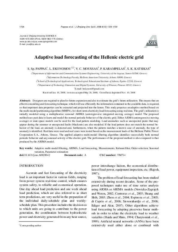 (PDF) Adaptive load forecasting of the Hellenic electric grid
