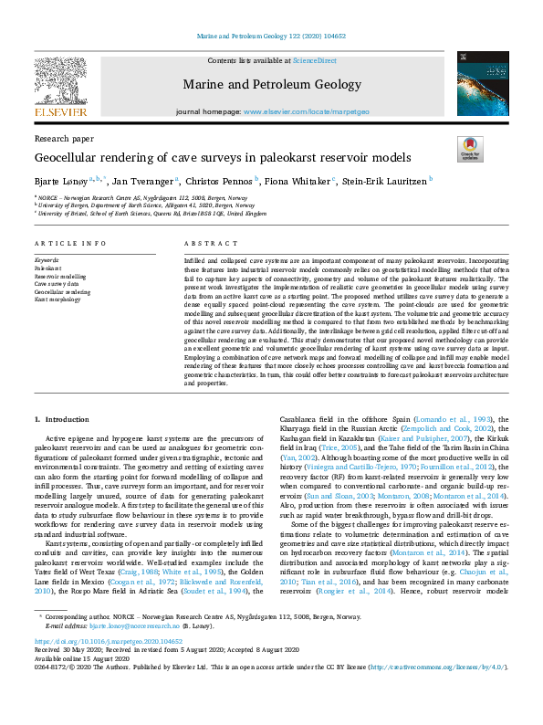 (PDF) Geocellular rendering of cave surveys in paleokarst reservoir models