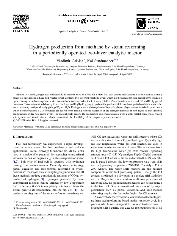 (PDF) Hydrogen production from methane by steam reforming in a ...