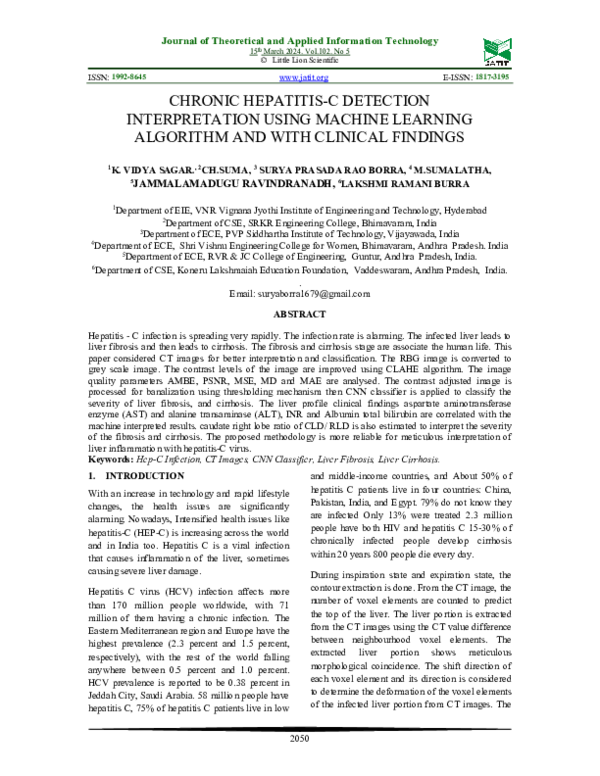(PDF) CHRONIC HEPATITIS-C DETECTION INTERPRETATION USING MACHINE ...
