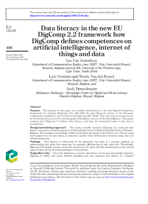 (PDF) Data literacy in the new EU DigComp 2.2 framework how DigComp ...