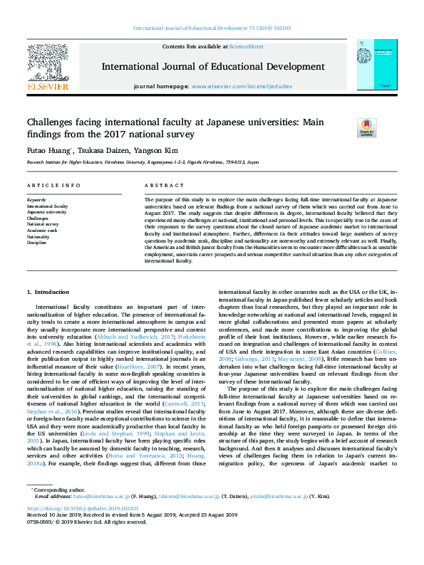 (PDF) Challenges facing international faculty at Japanese universities ...