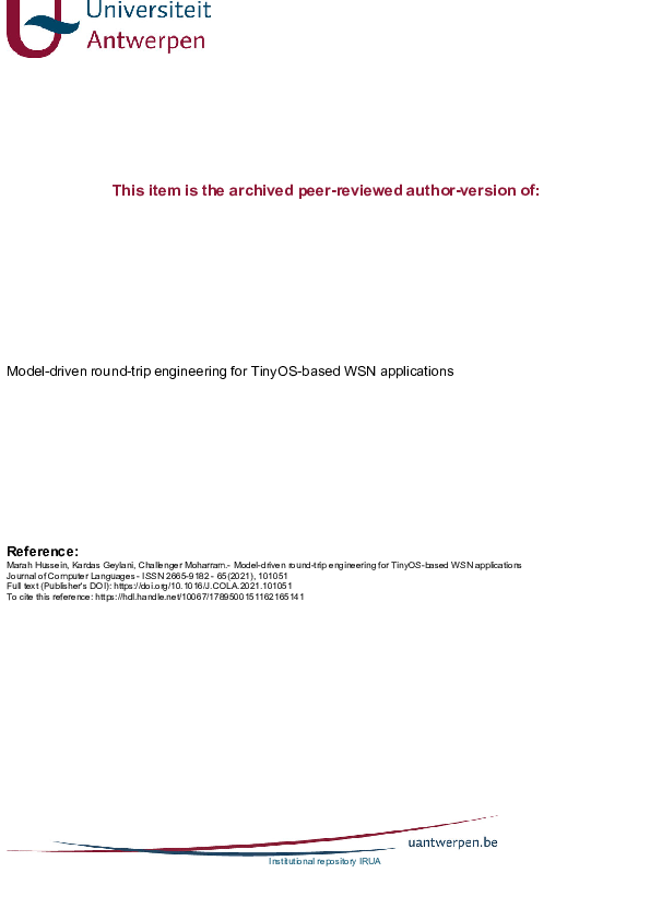 (PDF) Model-driven round-trip engineering for TinyOS-based WSN applications