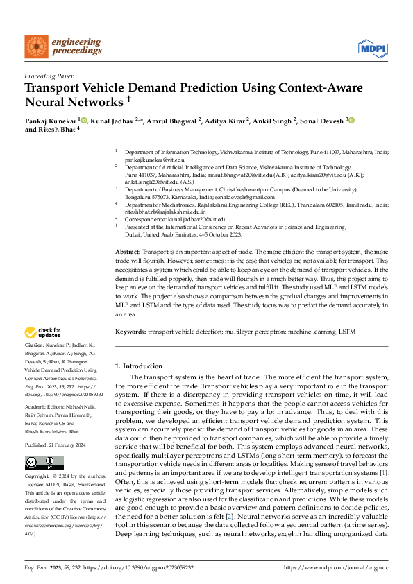 (PDF) Transport Vehicle Demand Prediction Using Context-Aware Neural Networks