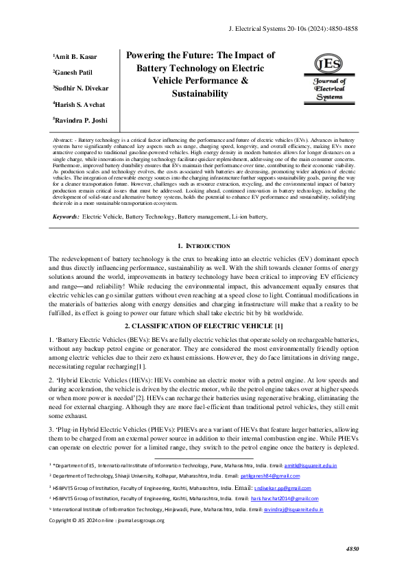 (PDF) Powering the Future: The Impact of Battery Technology on Electric Vehicle Performance ...