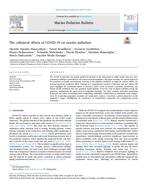 (PDF) The collateral effects of COVID-19 on marine pollution