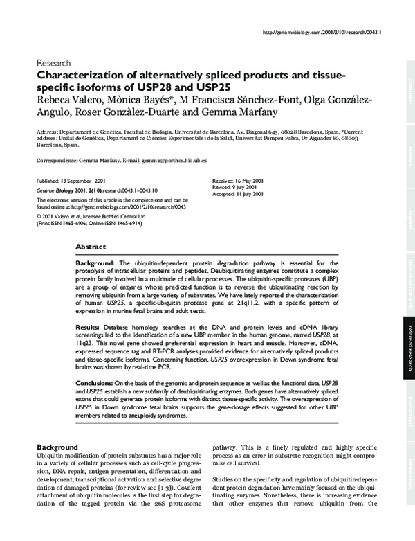 (PDF) Characterization of alternatively spliced products and tissue ...