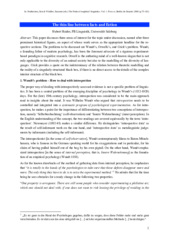 (PDF) The thin line between facts and fiction