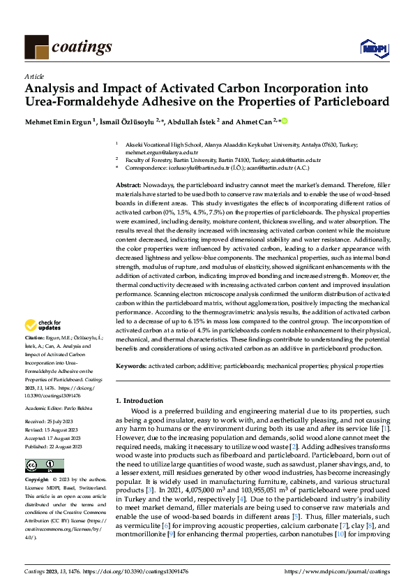 (PDF) Analysis and Impact of Activated Carbon Incorporation into Urea-Formaldehyde Adhesive on ...